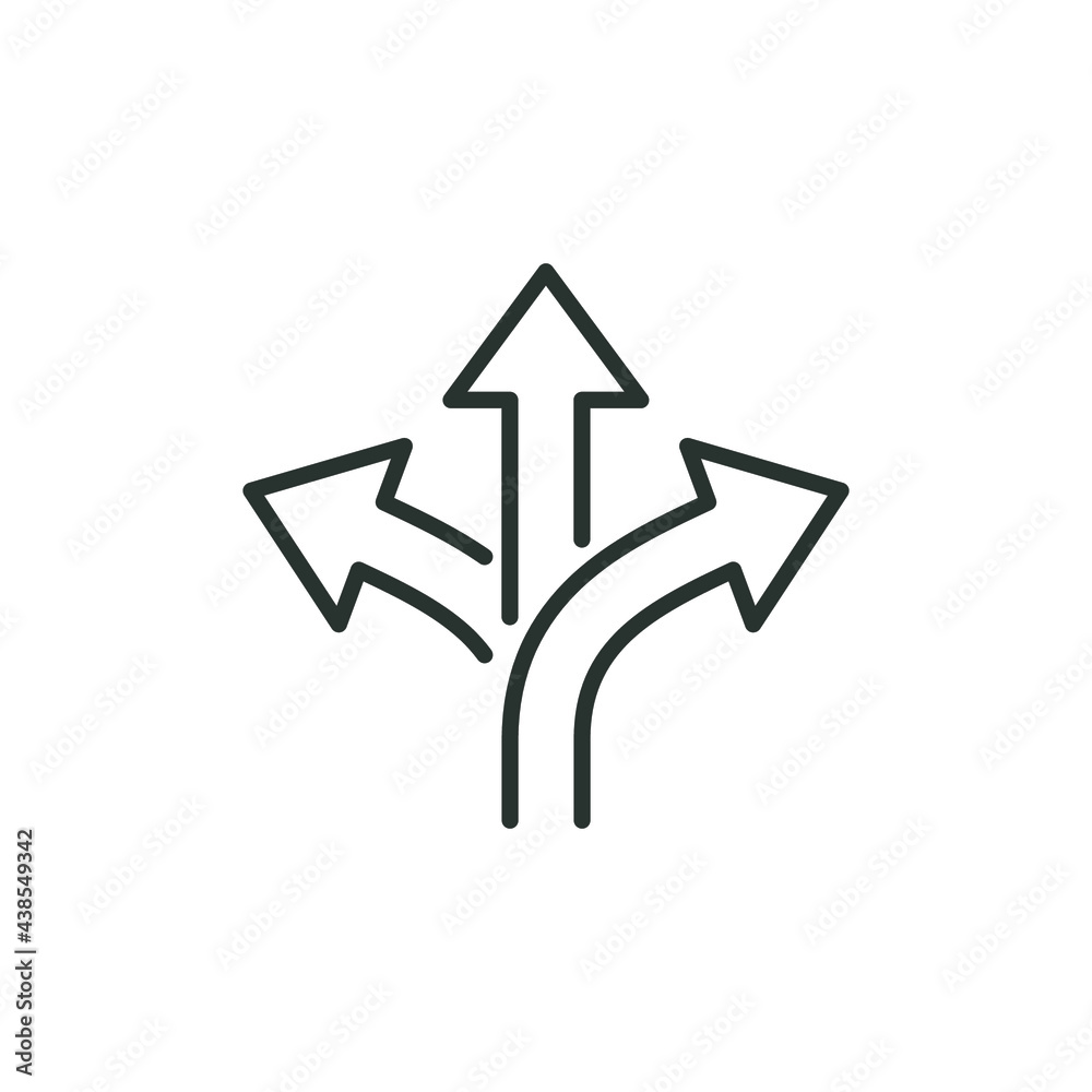 Vecteur Stock 3 arrow way line icon. Simple outline style. Choice ...