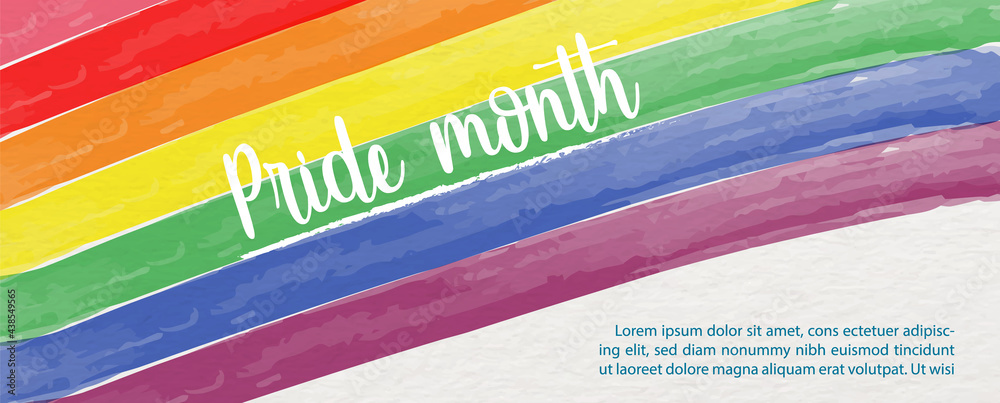 7 Colors bar of Pride flag (symbols of LGBT rights) in watercolors with ...