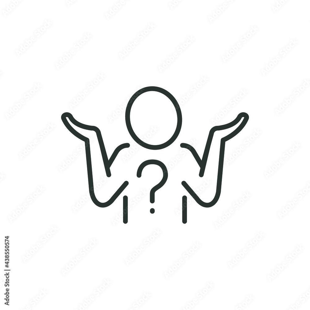 Shrug line icon. Simple outline style. icon, Doubt, unsure, question ...