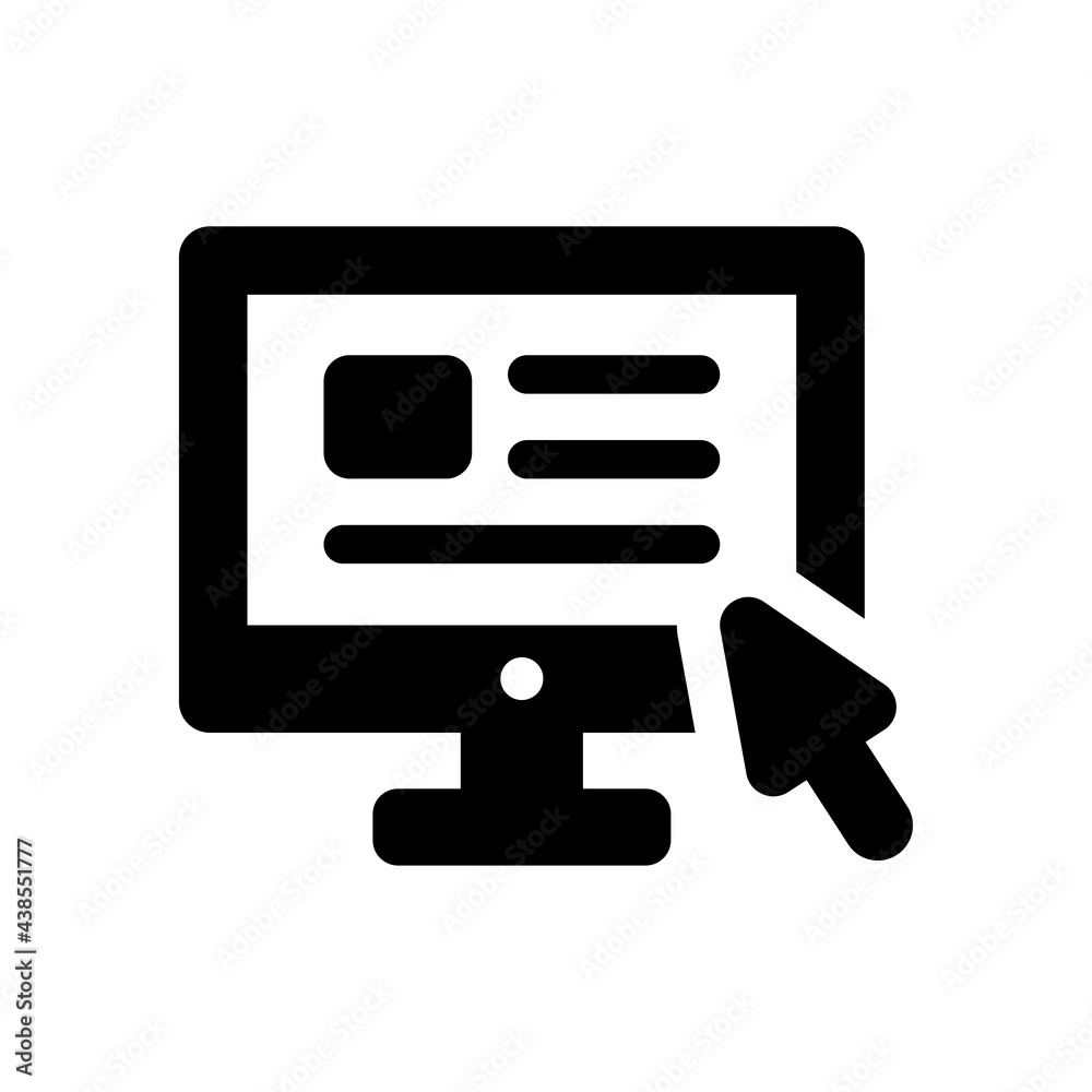 Computer screen icon. Cursor on computer desktop vector illustration ...
