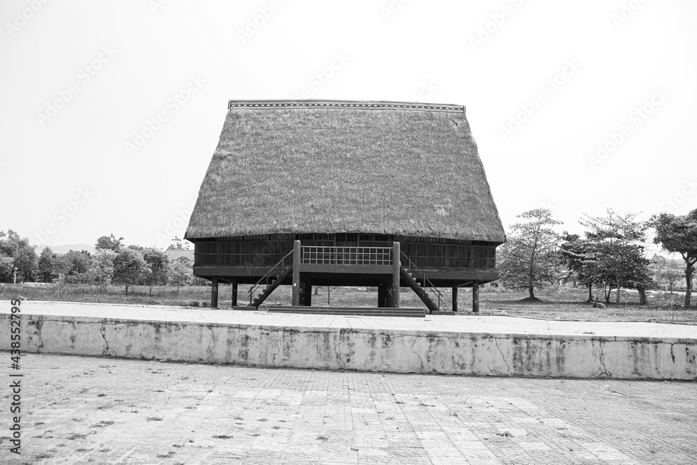 Traditional architecture of a Bahnar ethnic stilt house or Rong House ...