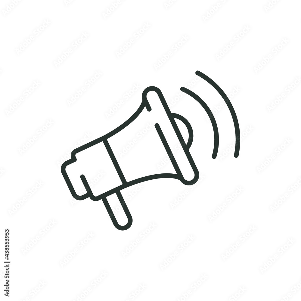 Speaker line icon. Simple outline style. Loud, megaphone, alert ...