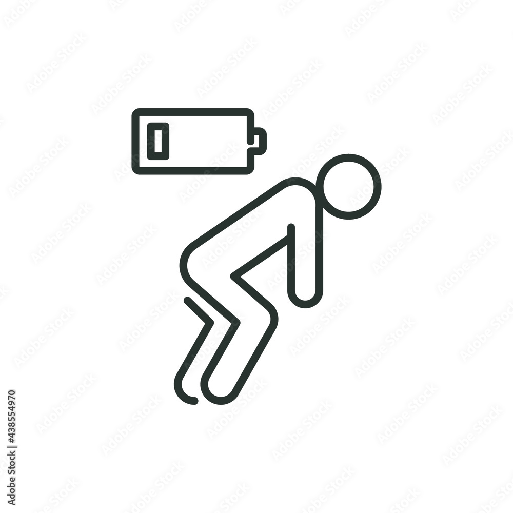 Tiredness line icon. Simple outline style. Tired person, burnout ...