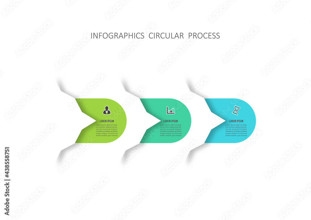 Vector infographic template with 3D paper label, integrated circles ...
