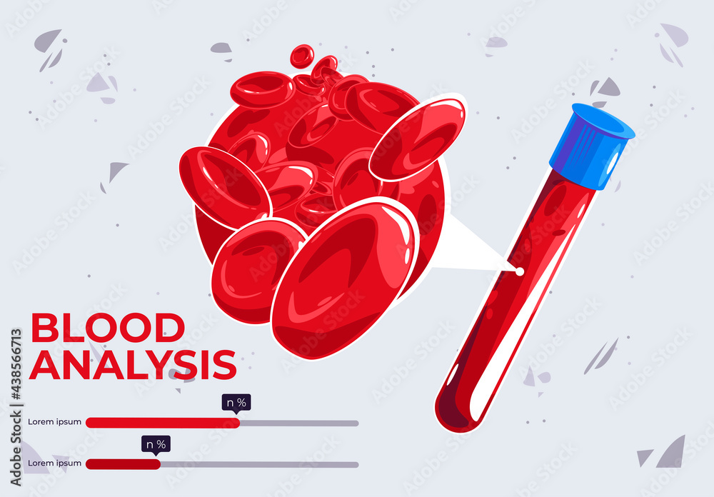 vector illustration of a template for blood analysis in a glass tube ...