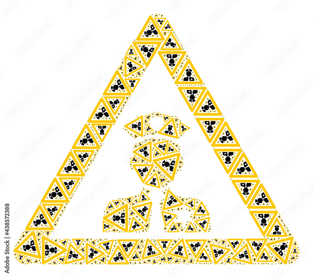 Recursive collage policeman warning. Vector collage is organized from ... Recursive collage policeman warning. Vector collage is organized from ...
