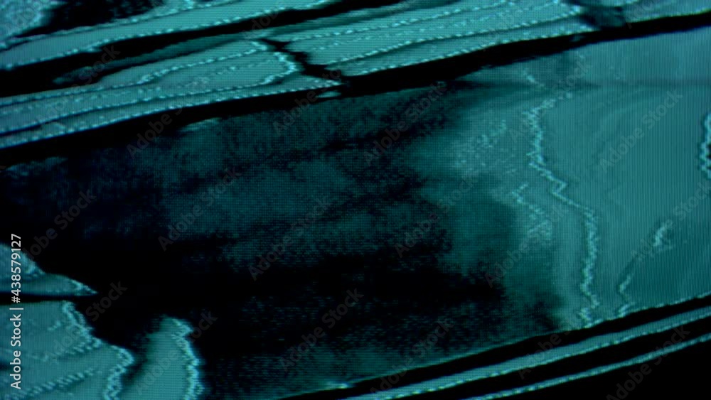 Screen damage TV effects and artifacts.Vintage switch on, turn off ...