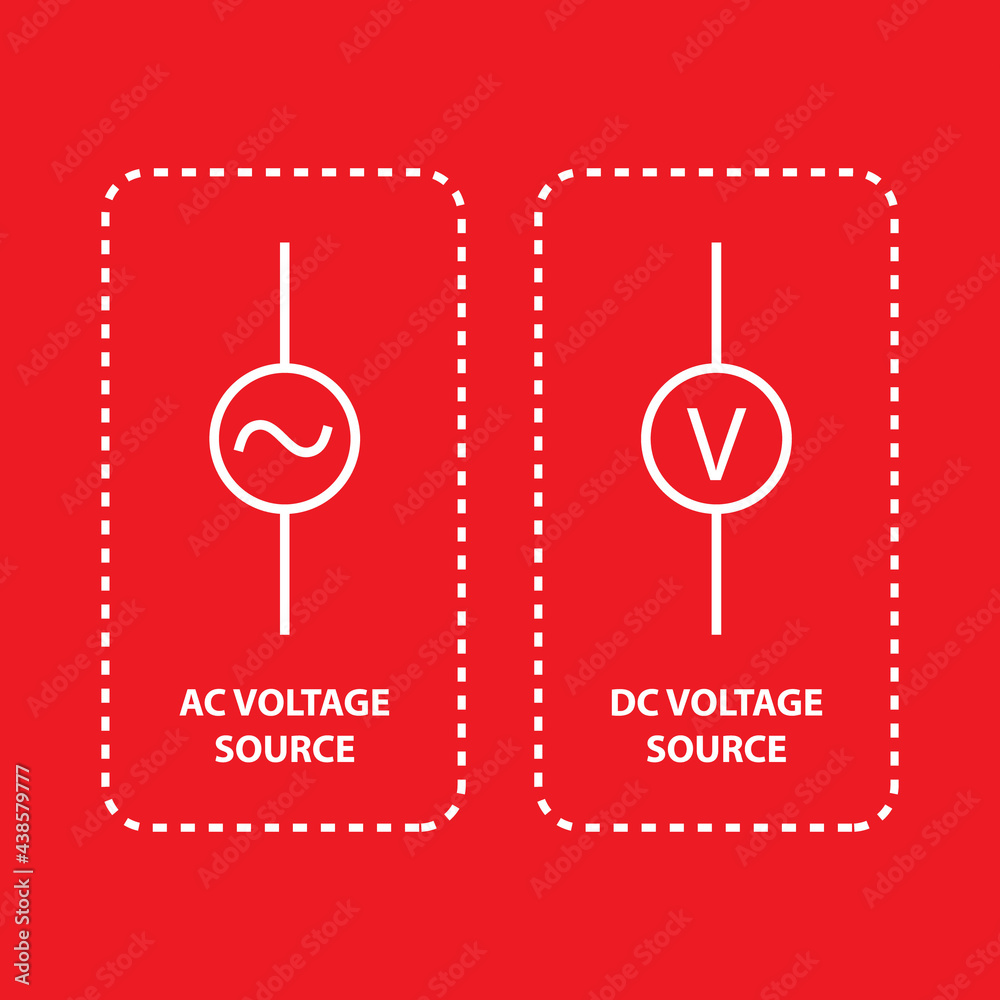 AC voltage source and dc voltage source Stock Vector | Adobe Stock