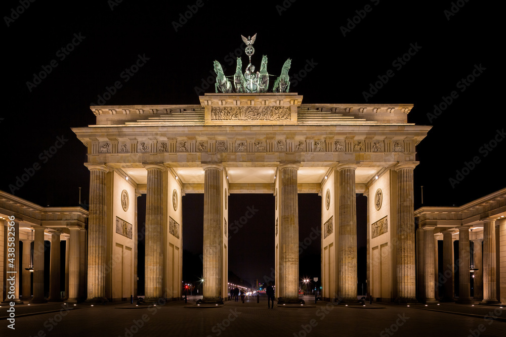 The Brandenburg Gate at night, Berlin, Germany. An 18th century ...