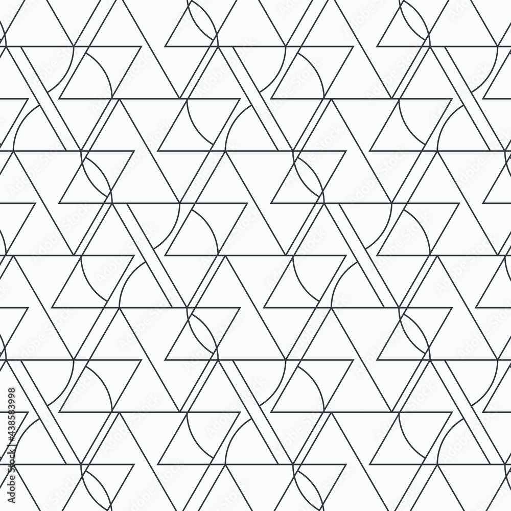 Geometric vector pattern, repeating small triangle and a curved ...
