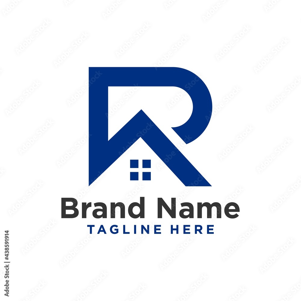 Letter R Roof House Logo Design Stock Vector | Adobe Stock