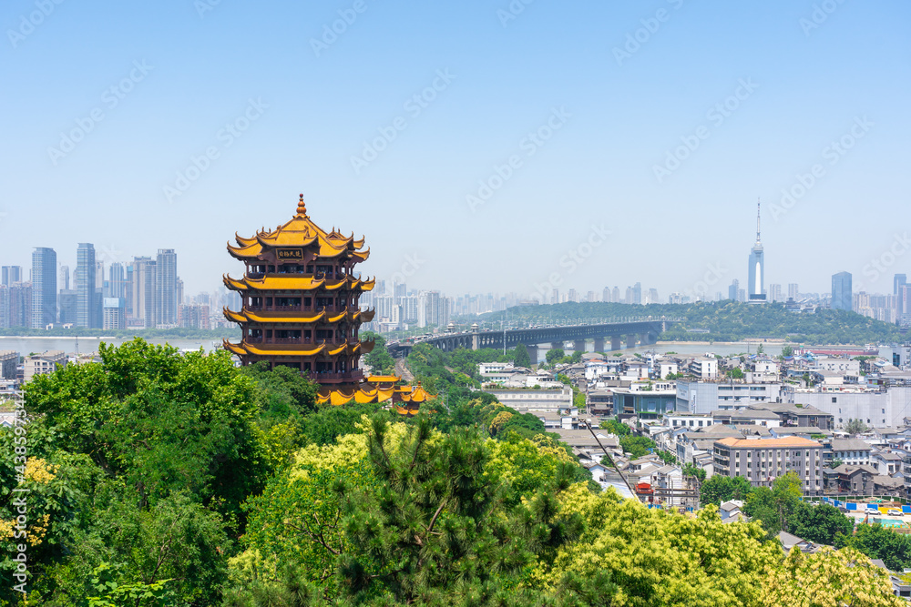 Wuhan landmark .The yellow crane tower , located on snake hill in Wuhan ...