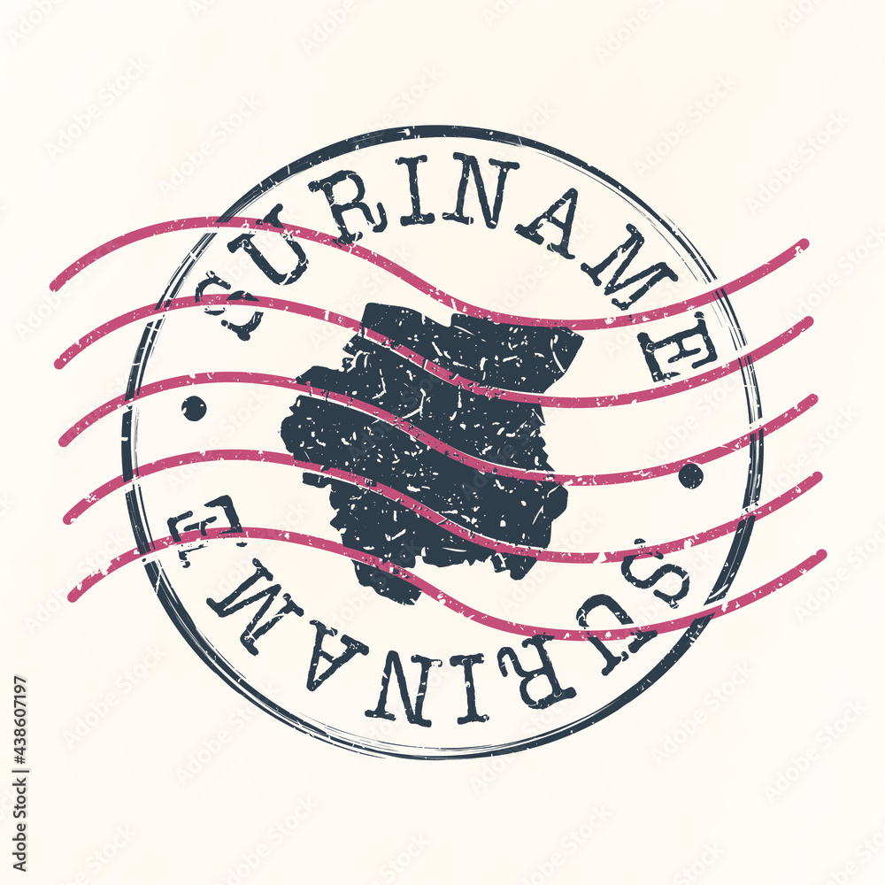 Suriname Stamp Map Postal. Silhouette Seal Roads and Streets. Passport ...