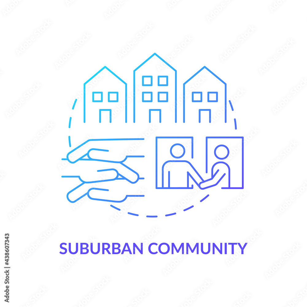 Suburban community concept icon. Communities types abstract idea thin ...