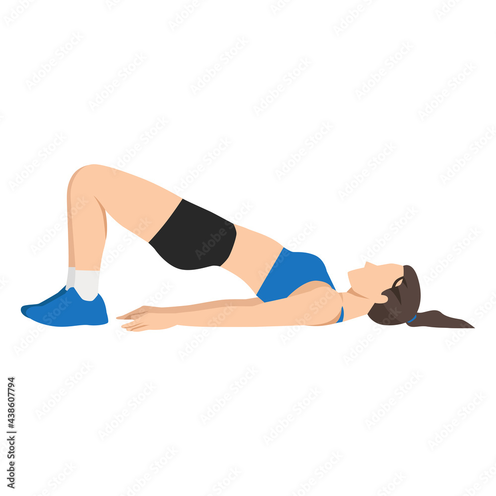 Woman doing hamstring walkout exercise. Flat vector illustration ...