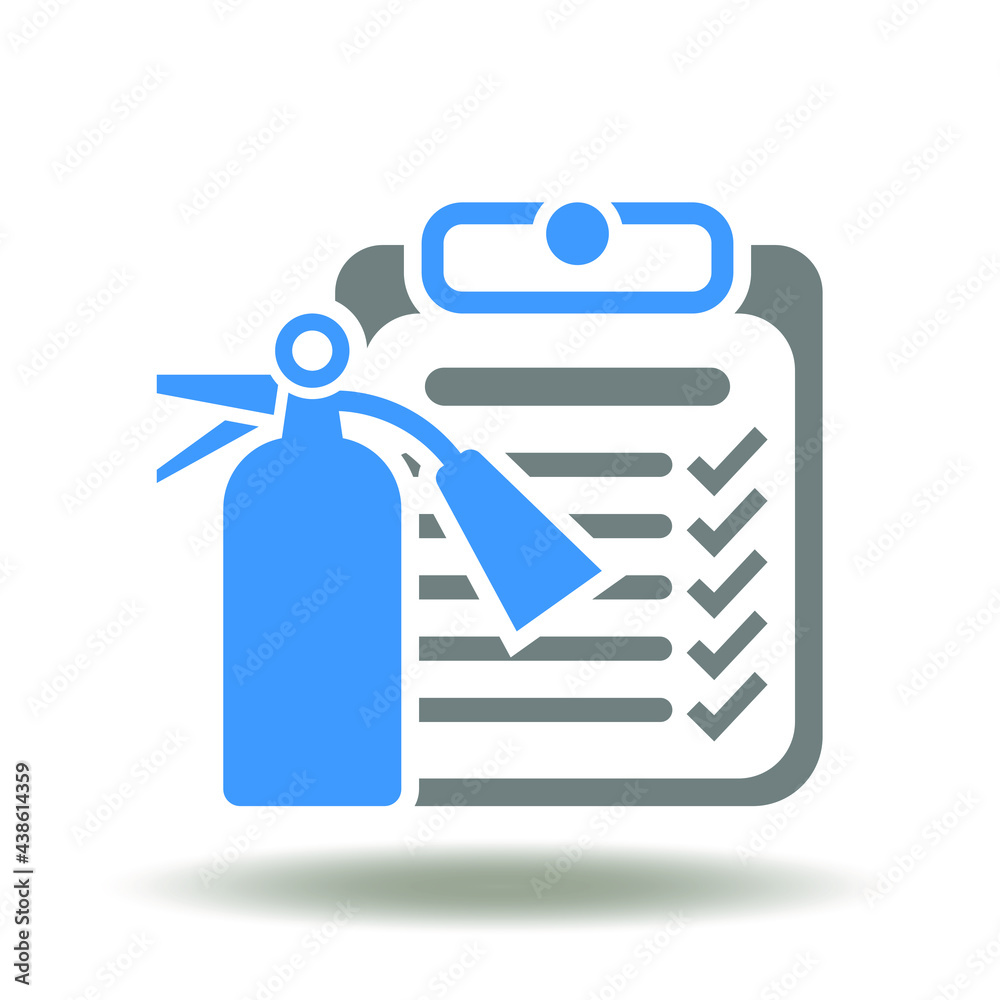 Checklist with extinguisher vector illustration. Fire inspection symbol ...