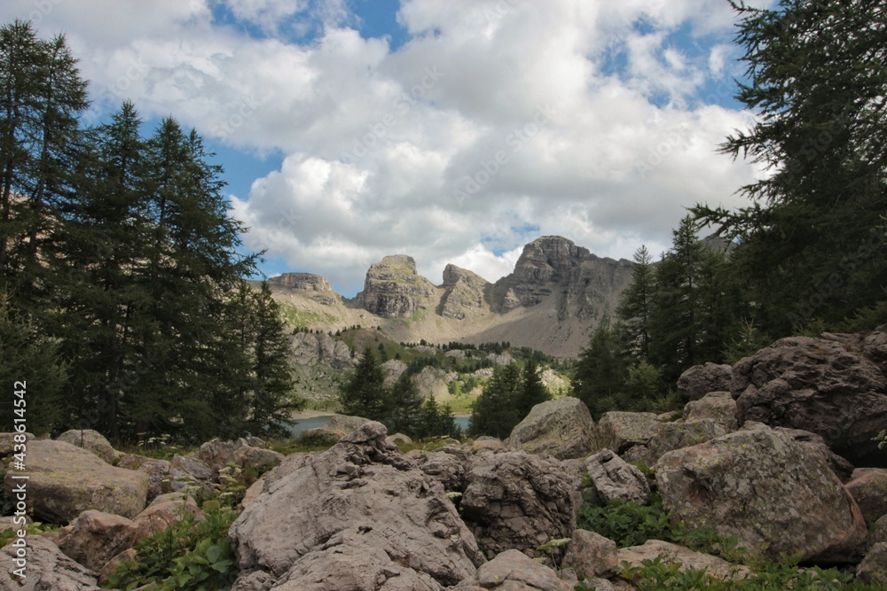 Lake of Allos, Natural alpine lake, lacated in Mercantour National Park ...