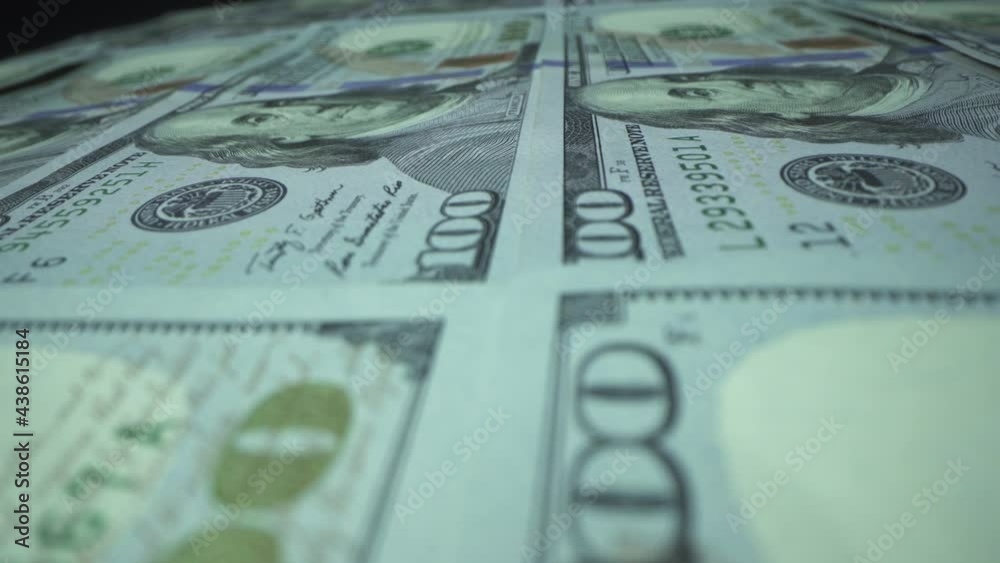 100 Dollar bills print MACRO. Inflation and deflation concept. Money ...