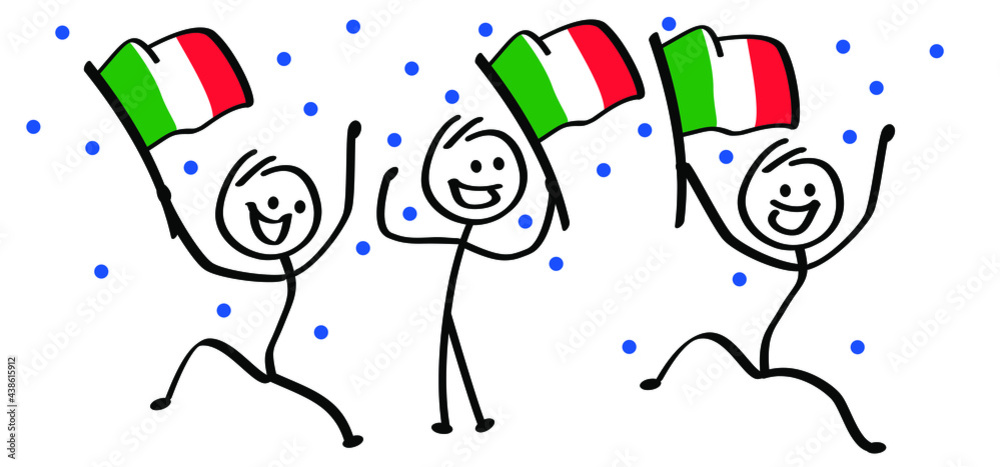 Stockvector Happy smile football supporters. Cartoon stickman with the ...