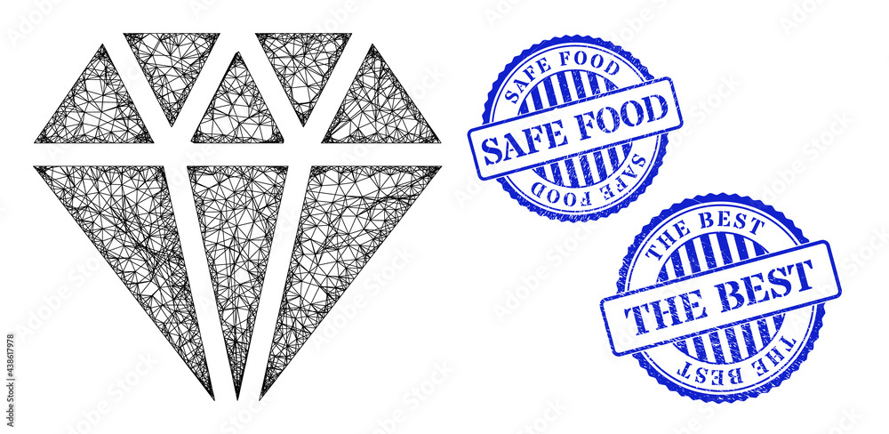 Vector network adamant crystal carcass, and Safe Food blue rosette ...