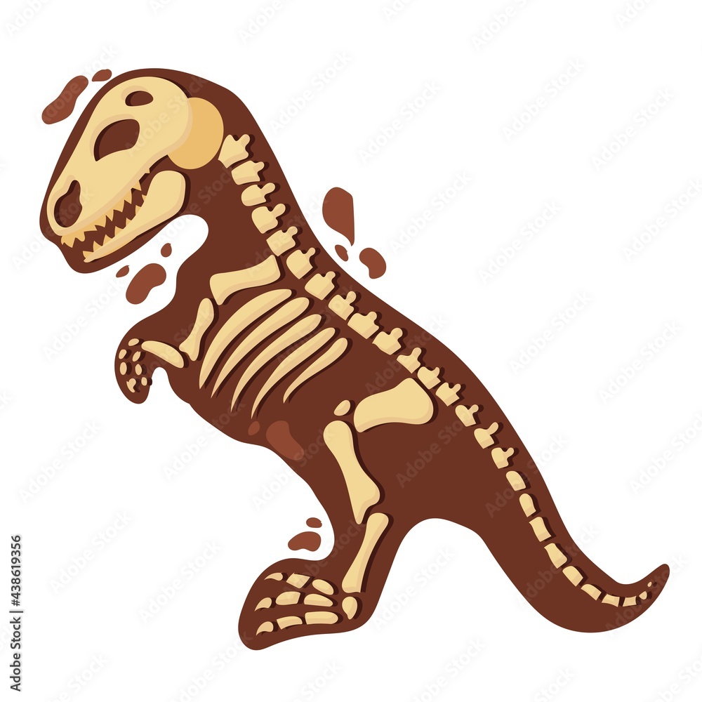 Dinosaur skeleton in cartoon style. The bones of a prehistoric animal ...