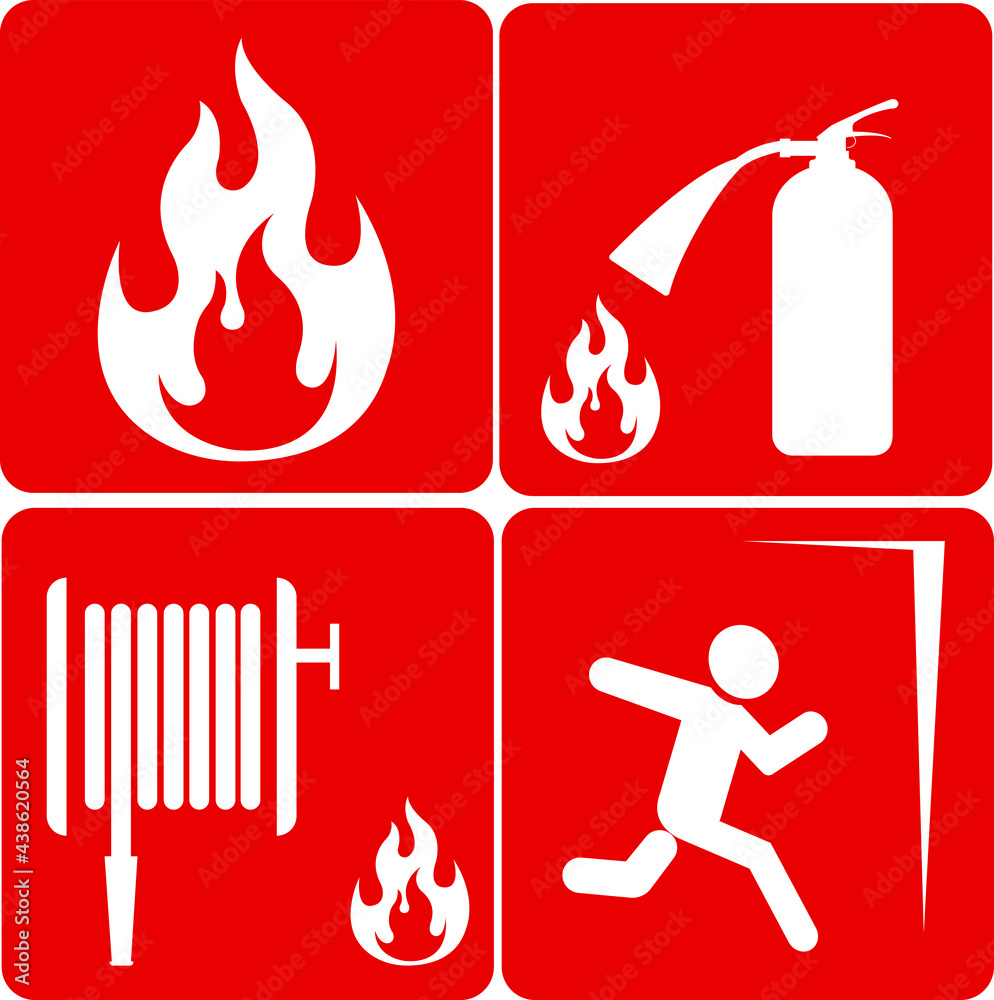 High quality Standard fire safety sign collection Stock Vector | Adobe ...