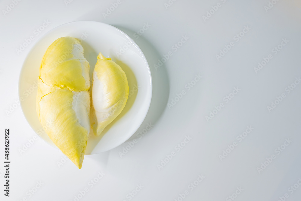 Durian mon thong is king of fruits durian on white background. Pulp of ...