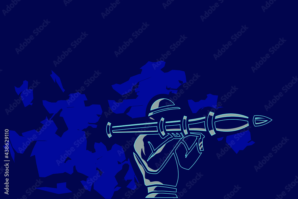 Soldier army in war line pop art potrait logo colorful design with dark ...