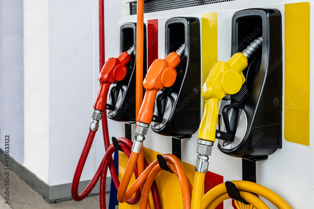Fuel dispenser Gasohol E20 in the Shell gas station. Stock Photo ...