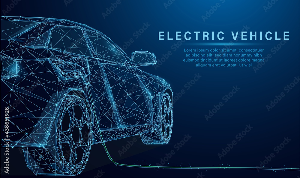 Low poly style design vector of EV Car or Electric vehicle at charging ...