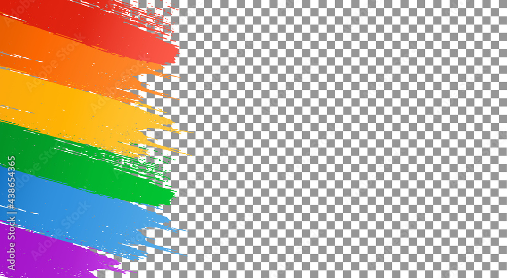 Rainbow LGBT flag brush paint texture isolated on png or transparent ...