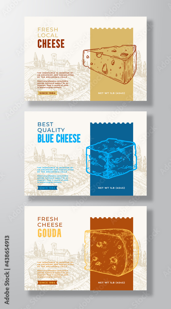 Fresh Local Food Label Templates Set. Abstract Vector Packaging Design ...