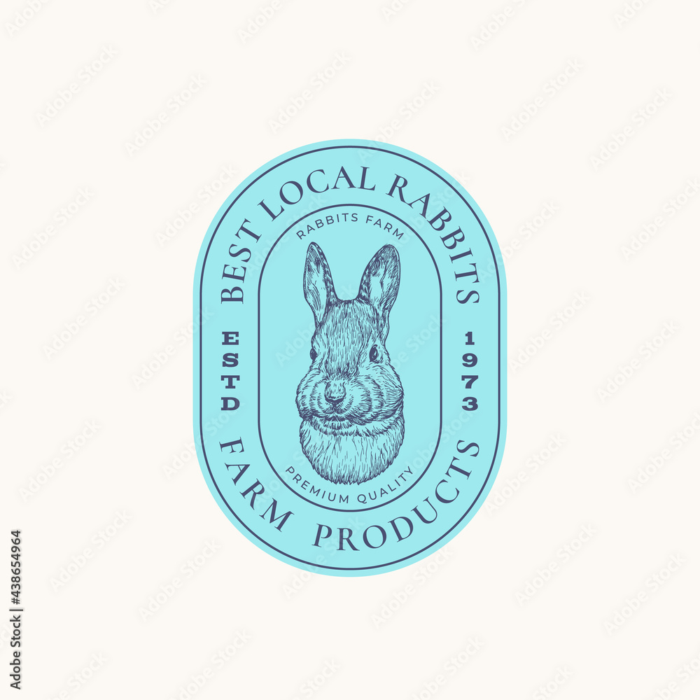 Best Local Rabbits Farm Retro Framed Badge or Logo Template. Hand Drawn ...