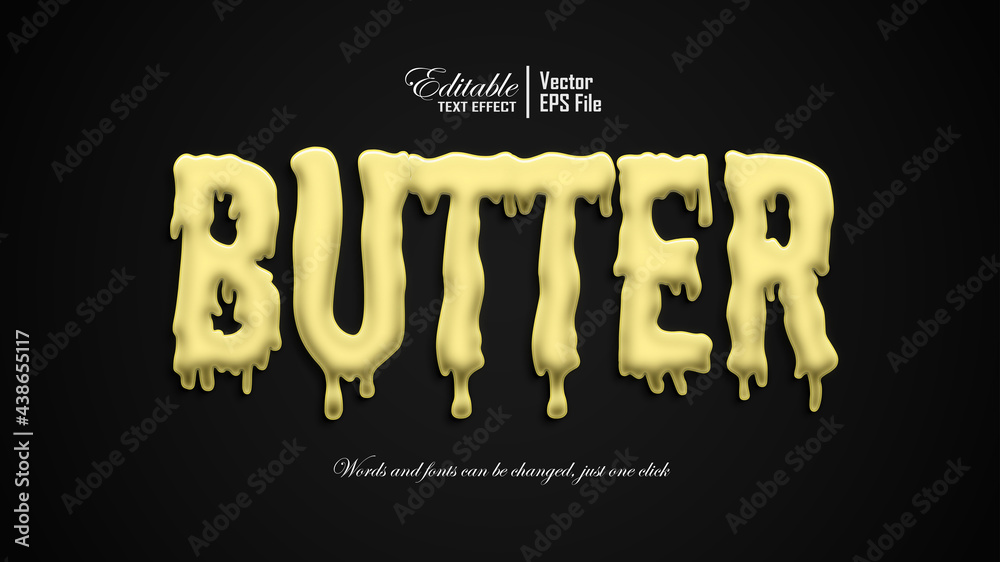Editable text effect in melted butter style Stock Vector | Adobe Stock