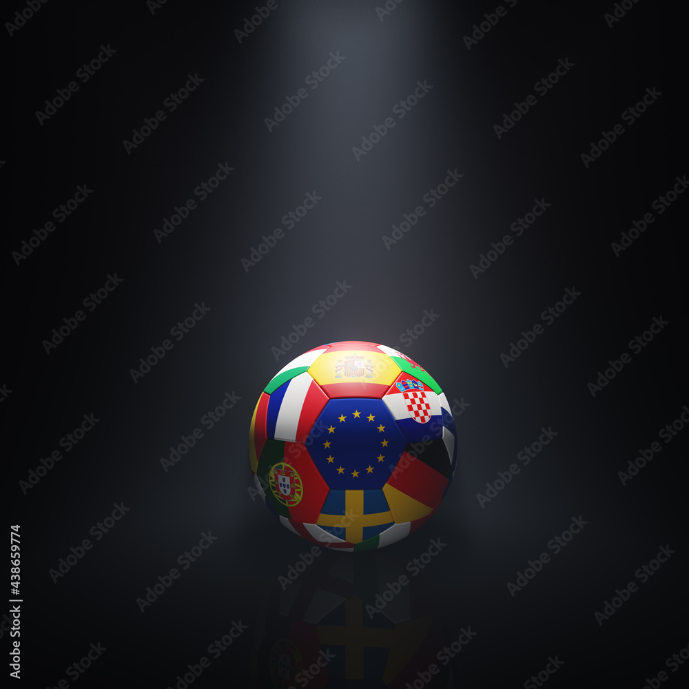 2020 Euro football tournament. Football with national flags of ...