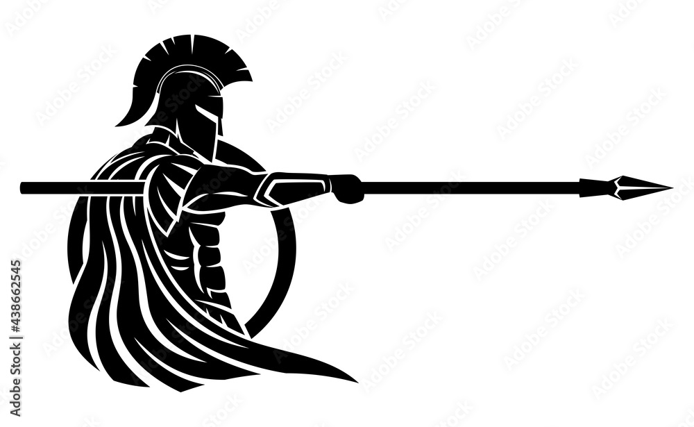 Bouclier Spartiate Noir Et Blanc