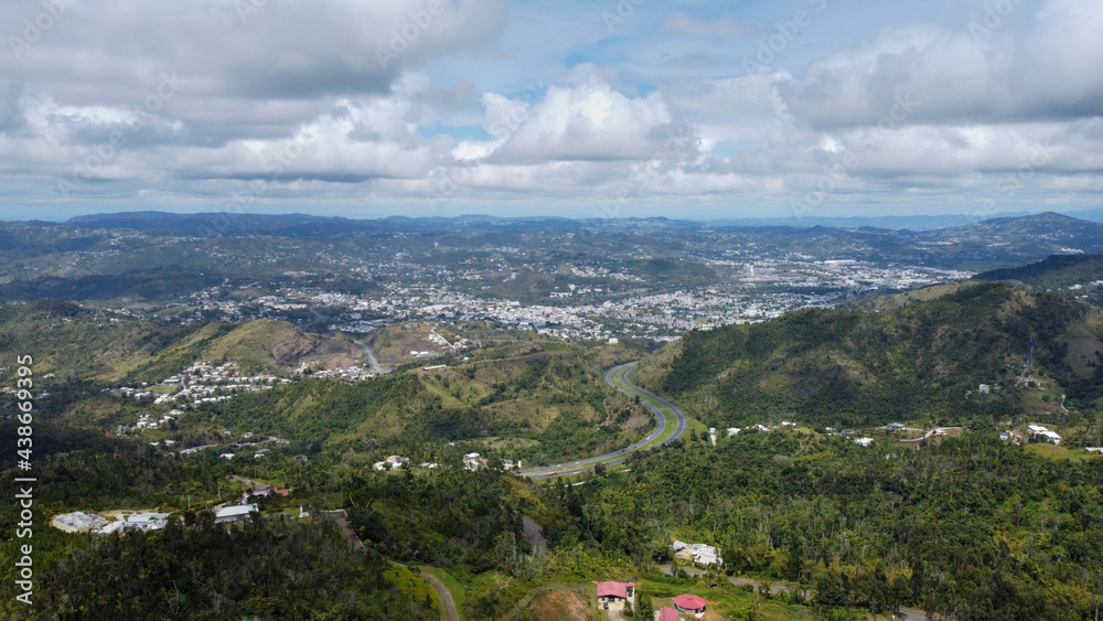 Mountains of Cayey and highway from Bosque Los Pinos. Stock Photo ...