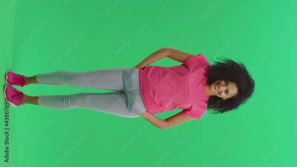Charming cheerful beautiful african american positive woman, gazes ...