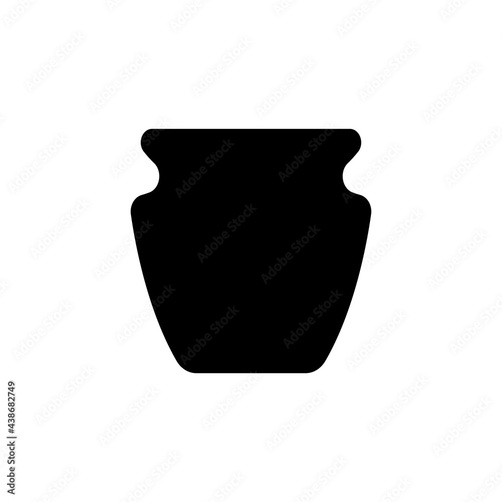 Pot icon. Black silhouette. Front side view. Vector simple flat graphic ...