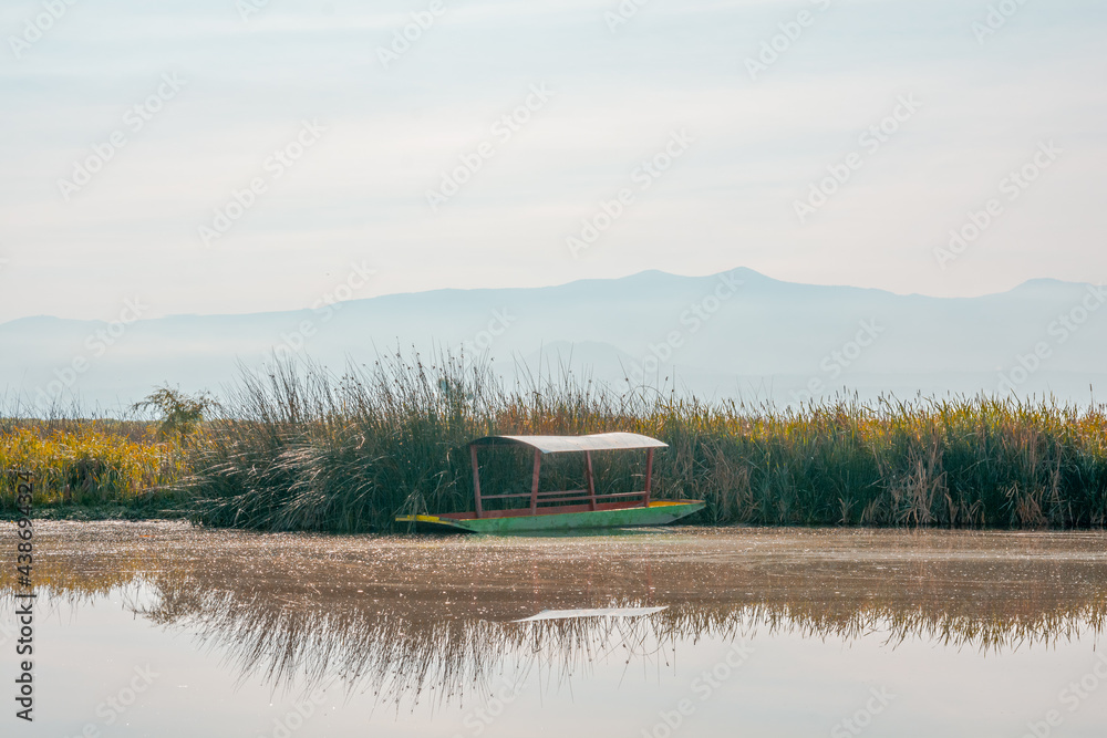 Lake landscape, in the municipality of San Mateo Atenco, you can see ...