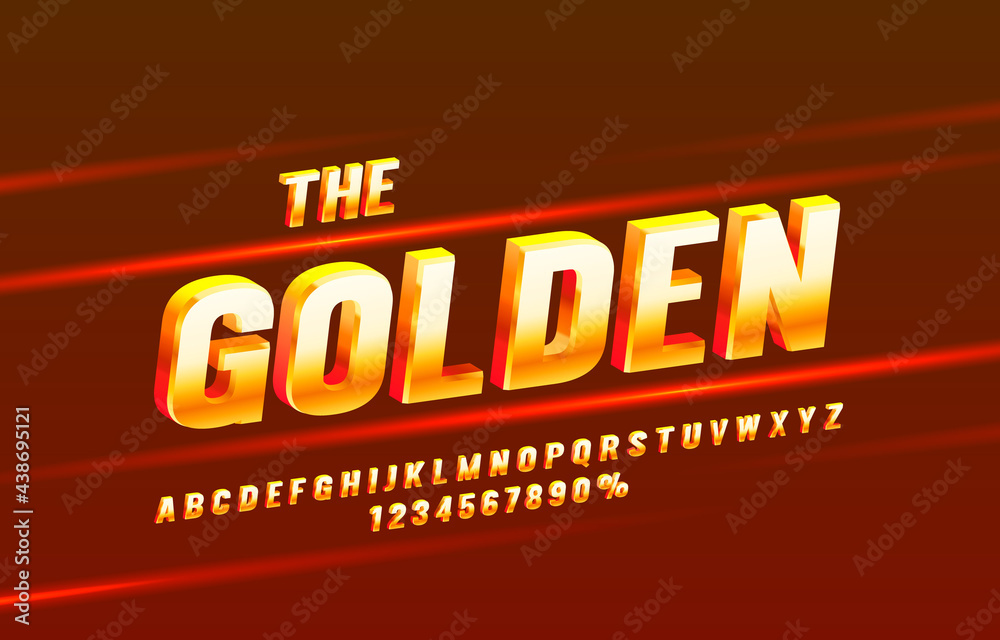 Gold font set collection, letters and numbers symbol. Vector Stock ...