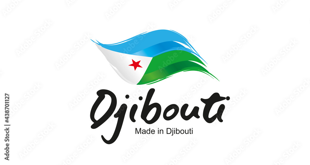 Made in Djibouti handwritten flag ribbon typography lettering logo ...