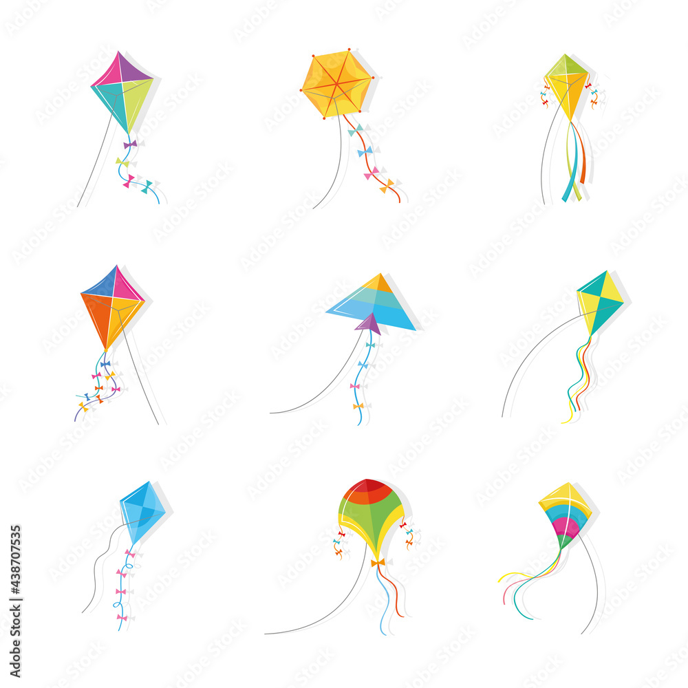 kites icon set Stock Vector | Adobe Stock