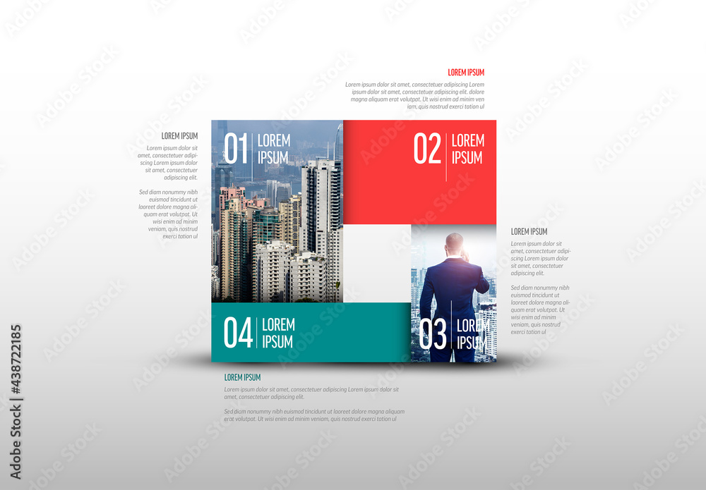 Abstract Rectangle Infographic Layout with Photo Placeholders Stock ...