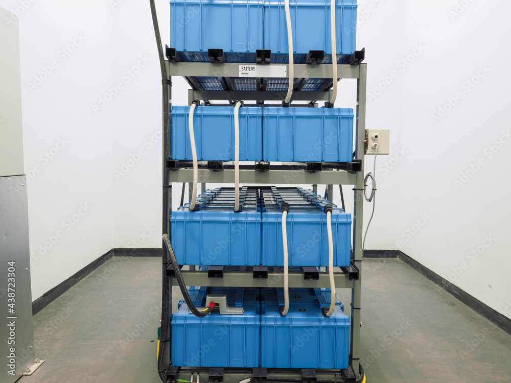 Battery room in power plant for back up emergency case with closed up ...