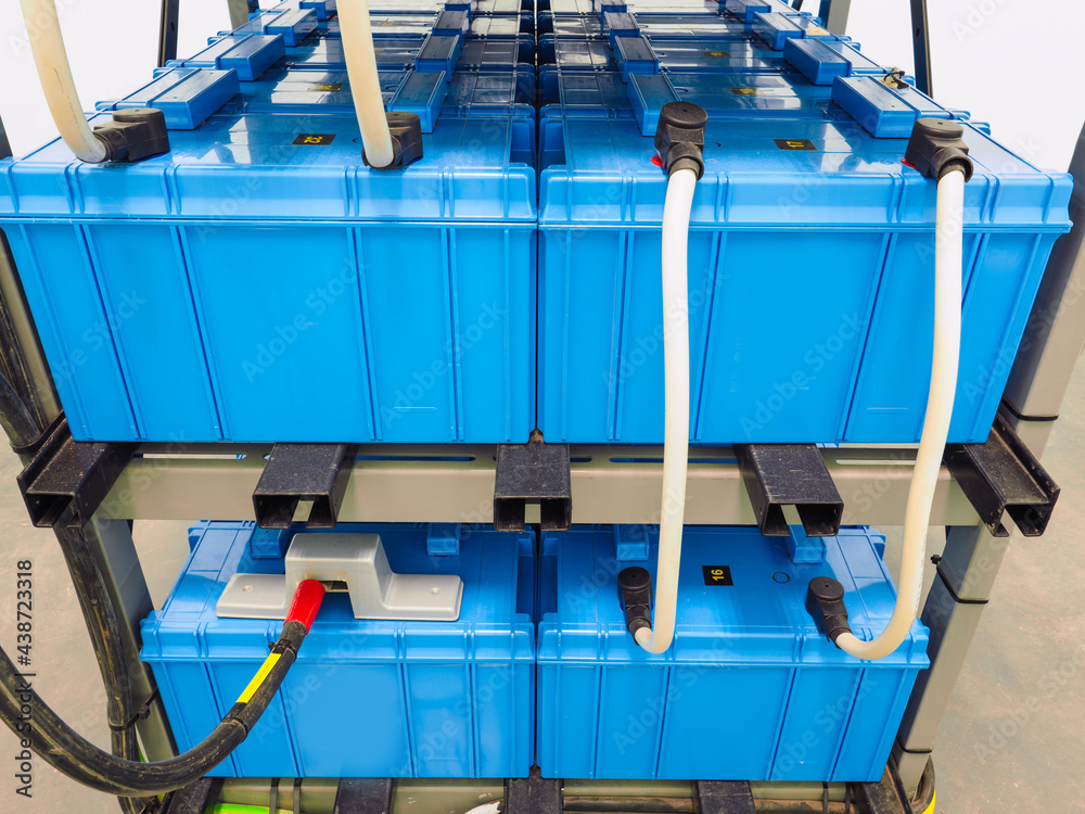 Battery room in power plant for back up emergency case with closed up ...