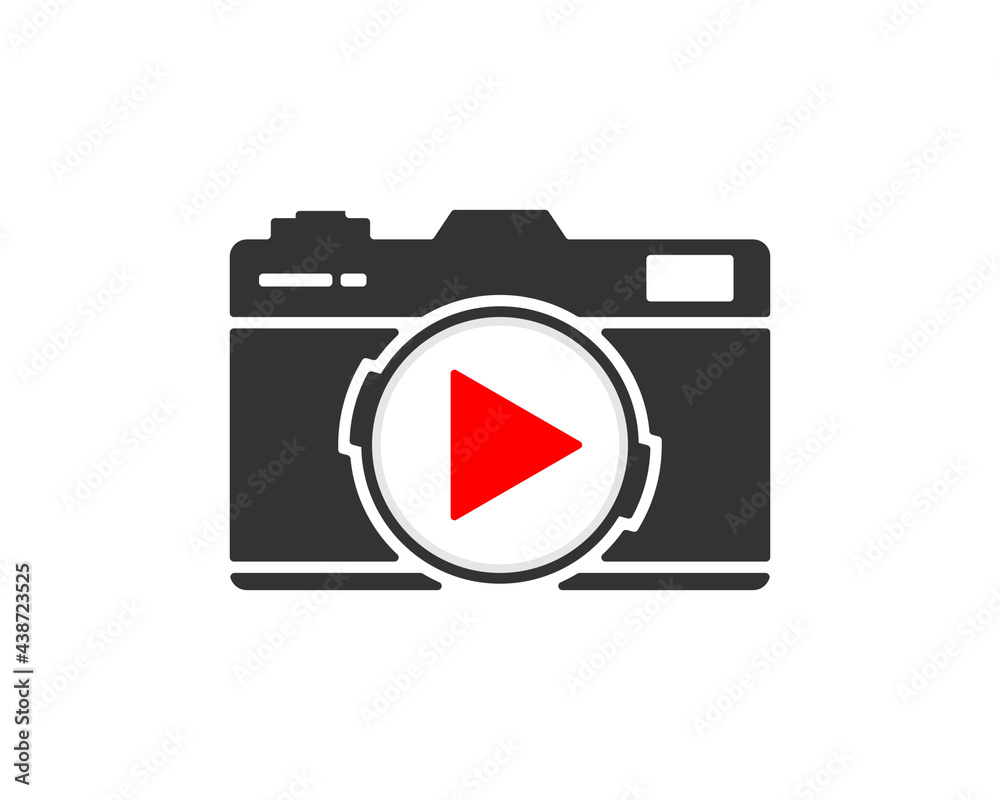 Camera photography with play button in the middle Stock Vector | Adobe ...