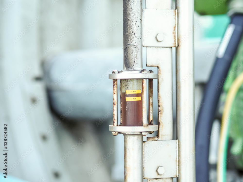 Level indicator by sight glass level type was installed in power plant ...