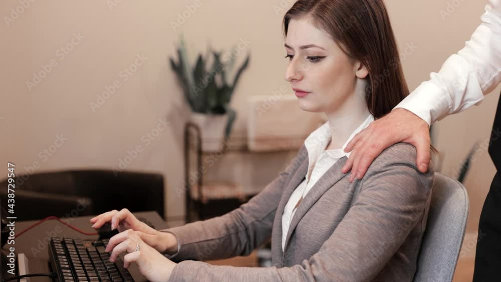 Boss inappropriate touching female employee, workplace sexual ...