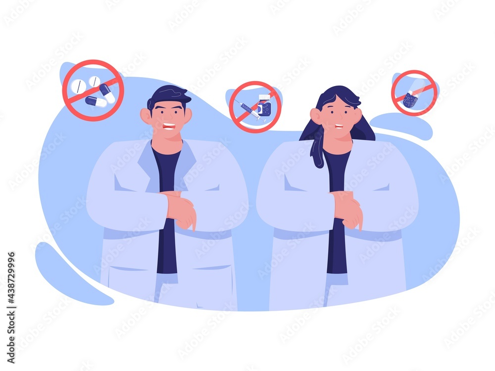 Vetor de Vector illustration of male and female character say no to ...